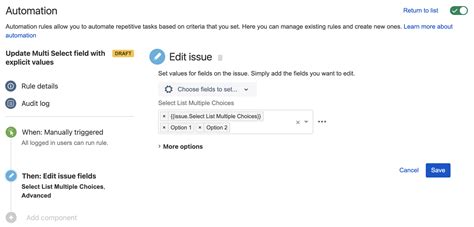 Automation For Jira How To Update A Select Field Multiple Choices
