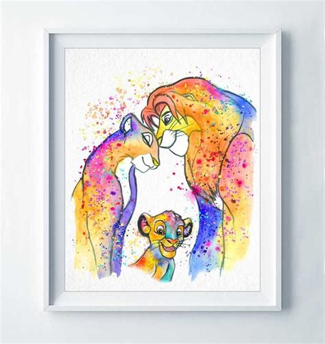 Simba And Nala Watercolor Print The Lion King Watercolor Print Disney