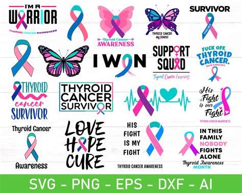 Thyroid Cancer Svg Bundle Thyroid Cancer Ribbon Svg Eps Dxf Ai Png