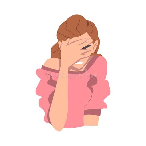 Embarrassed Girl Cartoon Cute Shy Girl Looking Embarrassed Stock