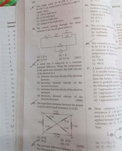 The Current Passing Through The Ideal Ammeter In The Circuit Given Below