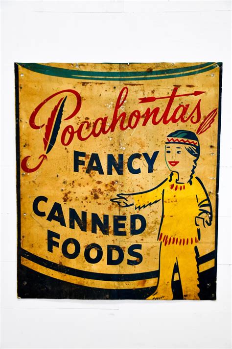 Sold Price Pocahontas Fancy Canned Foods Sign Metal 54 X 46 12