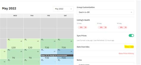 adding date specific overrides in pricelabs