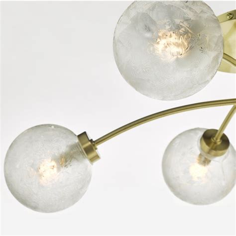 Dar Ava6441 Avari 6 Light Semi Flush Ceiling Light In Brass With