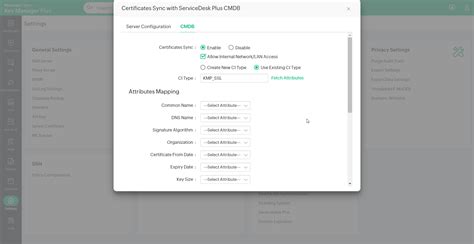 SDP CMDB Integration Key Manager Plus