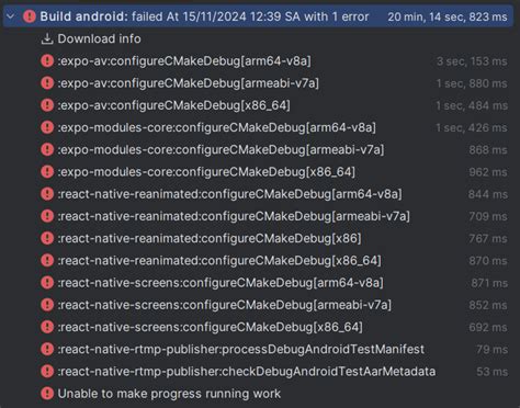 React Native Android Build Errror Cmake No Compatible Library Found