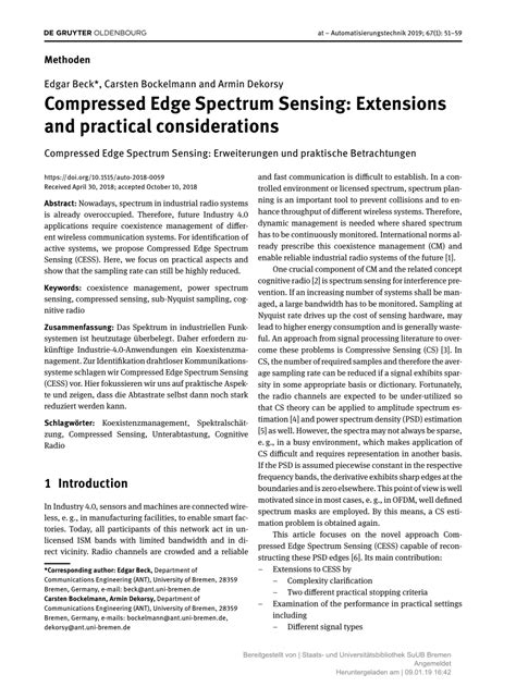 PDF Compressed Edge Spectrum Sensing Extensions And Practical Considerations