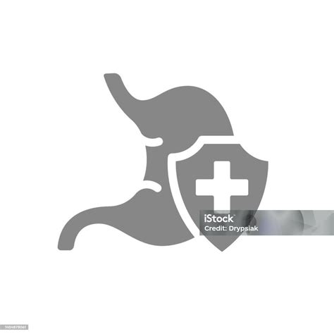 건강한 보호 위장 회색 아이콘 위장관 질환에 대한 응급 처치 기호 1위에 대한 스톡 벡터 아트 및 기타 이미지 1위 건강
