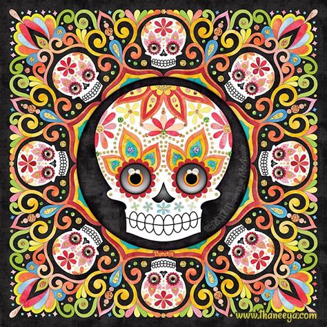 Sugar Skull Art Colorful Day Of The Dead Art By Thaneeya Mcardle