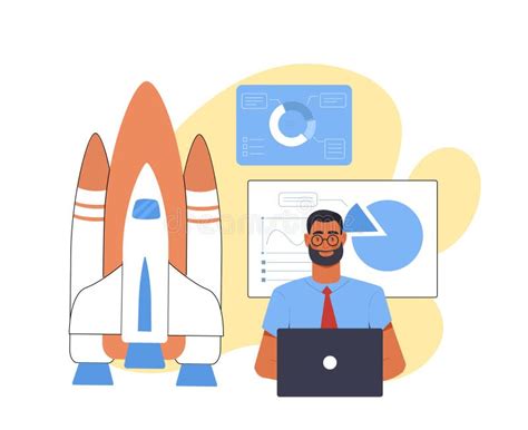 Business Launch And Data Analysis Concept Vector Illustration Stock