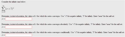 Consider The Infinite Sum Below Determine In Chegg Com