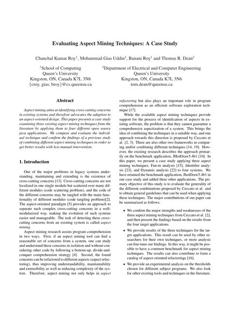 PDF Evaluating Aspect Mining Techniques A Case Study