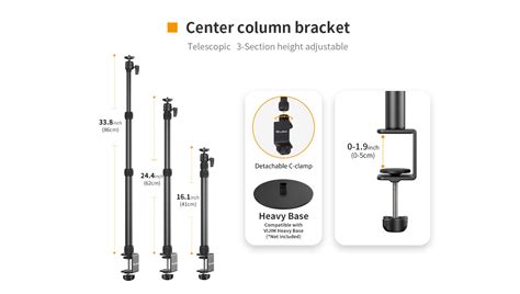 Ulanzi Vijim Ls11 Removable Universal Arm Table Top Light Stand