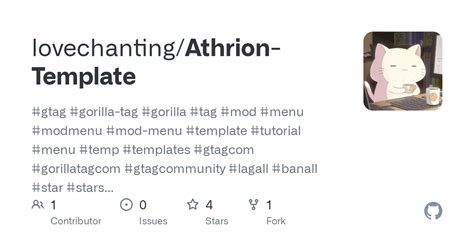 GitHub Lovechanting Athrion Template Gtag Gorilla Tag Gorilla Tag Mod Menu Modmenu