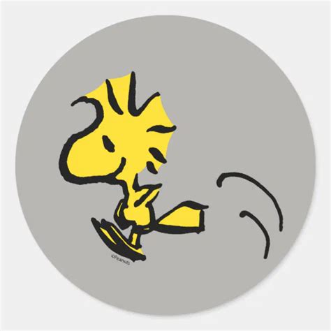 Peanuts Woodstock Jumping Classic Round Sticker Zazzle