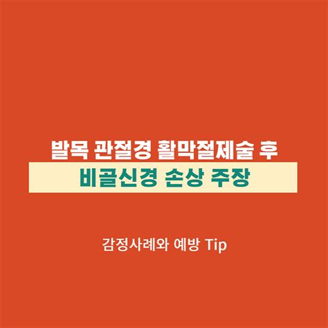 발목 관절경 활막절제술 후 비골신경 손상 주장하는 사례