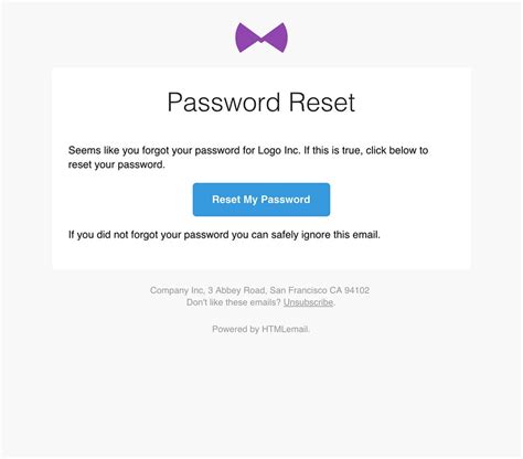 Password Reset Email Template Html Responsive Forgot Password Reset