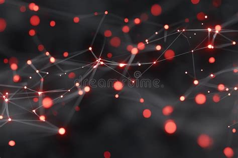Abstract Representation Of Interconnected Nodes And Glowing Particles In A Dark Setting Stock