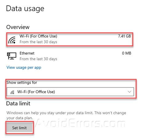 How To Set Data Limit On Wifi Network In Windows 10 Avoiderrors