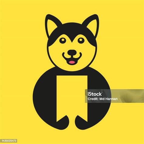 허스키 북마크 로고 부정적인 공간 개념 벡터 템플릿 허스키 홀딩 북마크 기호 가축에 대한 스톡 벡터 아트 및 기타 이미지 가축 개 개과 Istock