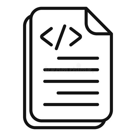 Paper Code Paper Icon Outline Vector Screen Code Computer Stock Vector
