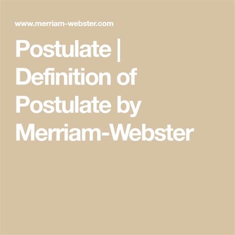 Definition Of Postulate Definitions Merriam Webster Merriam