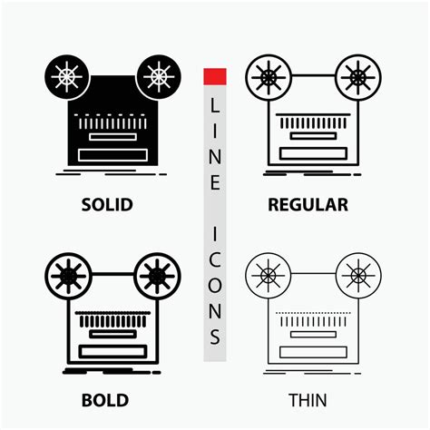 Record Recording Retro Tape Music Icon In Thin Regular Bold Line