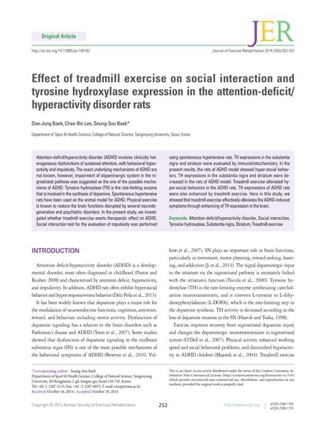 Pdf Effect Of Treadmill Exercise On Social Interaction And Tyrosine