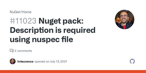 Nuget Pack Description Is Required Using Nuspec File · Issue 11023