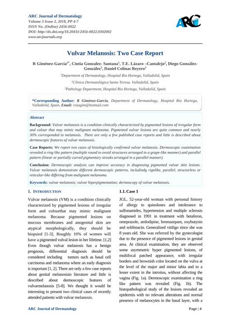 Pdf Vulvar Melanosis Two Case Report · Vulvar