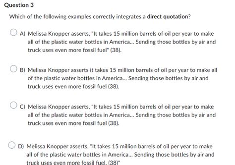 Solved Question 3 Which Of The Following Examples Correctly