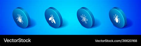 Set Isometric Beetle Bug Mosquito Deer And Icon Vector Image