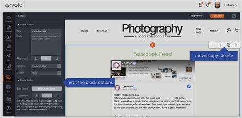 Adding Custom Html Content To Your Website Zenfolio Nextzen Support