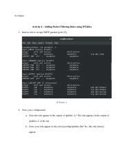 Activity Docx No Name Activity Adding Packet Filtering Rules Using IPTables Insert A