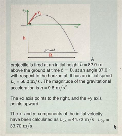 Solved projectile is fired at an initial height h=82.0 m | Chegg.com