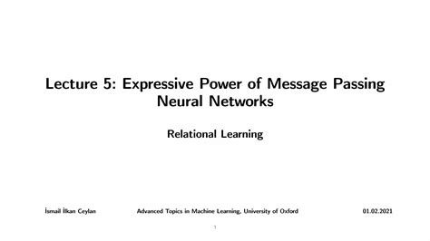 Pdf Lecture 5 Expressive Power Of Message Passing Neural Networks