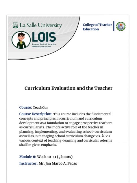 Learning Module 5 Teachcur Pdf Curriculum Educational Assessment