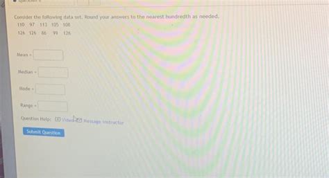 Solved Consider The Following Data Set Round Your Answers Chegg