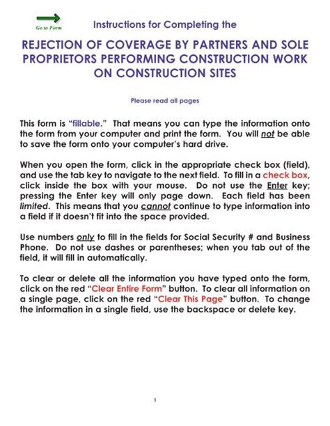 Rejection Of Coverage Form