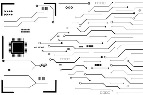 흰색 배경에 사이버펑크 블랙 회로도입니다 하이테크 회로 기판 연결 시스템 중앙 컴퓨터 프로세서 Cpu 개념 흰색 배경에 기술 3