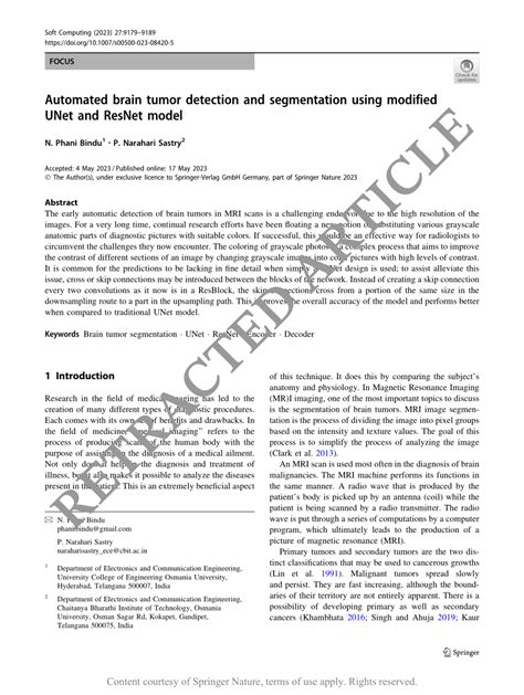 Retracted Article Automated Brain Tumor Detection And Segmentation Using Modified Unet And