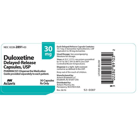 Duloxetine Hcl Dr 30mg Rx Products