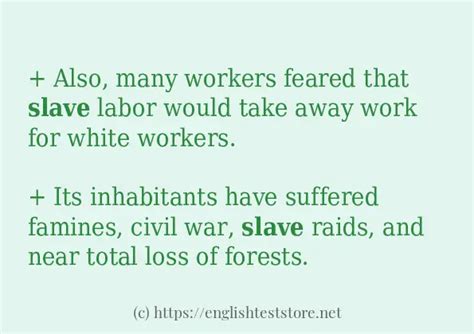 Some Example Sentences Of Slave Englishteststore Blog