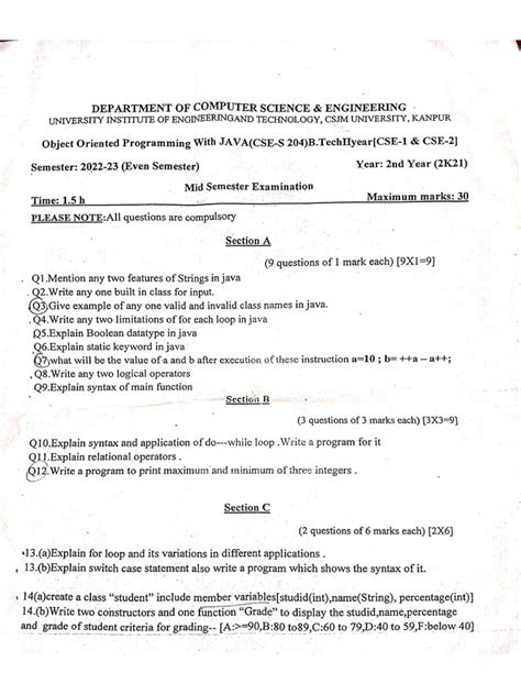 2nd Year Papers Even Semester Pdf Computer Program Programming