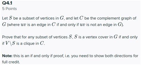 solved q4 10 points recall the given a graph g and a value