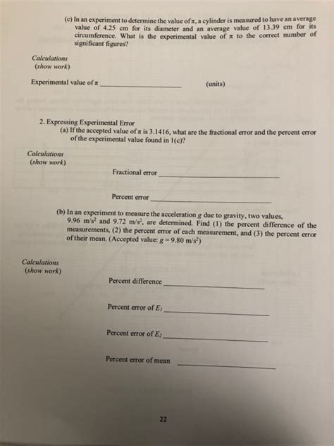 Solved E In An Experiment To Determine The Value Of A Chegg