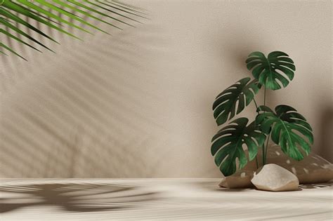 빈 3d 디스플레이 제품은 기하학적 연단 플랫폼이있는 베이지 색 최소 장면입니다 화장품 또는 미용 제품 홍보 모형 3d 렌더링