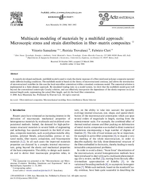 Pdf Multiscale Modeling Of Materials By A Multifield Approach