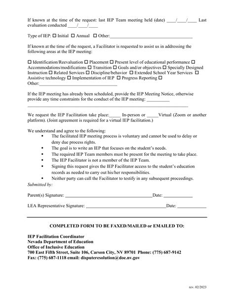 Nevada Request For Iep Facilitation Form Fill Out Sign Online And