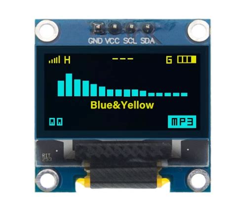 Écran Oled 096and I2c Iic 128x64 Arduino Esp32 Esp8266 Bleujaune